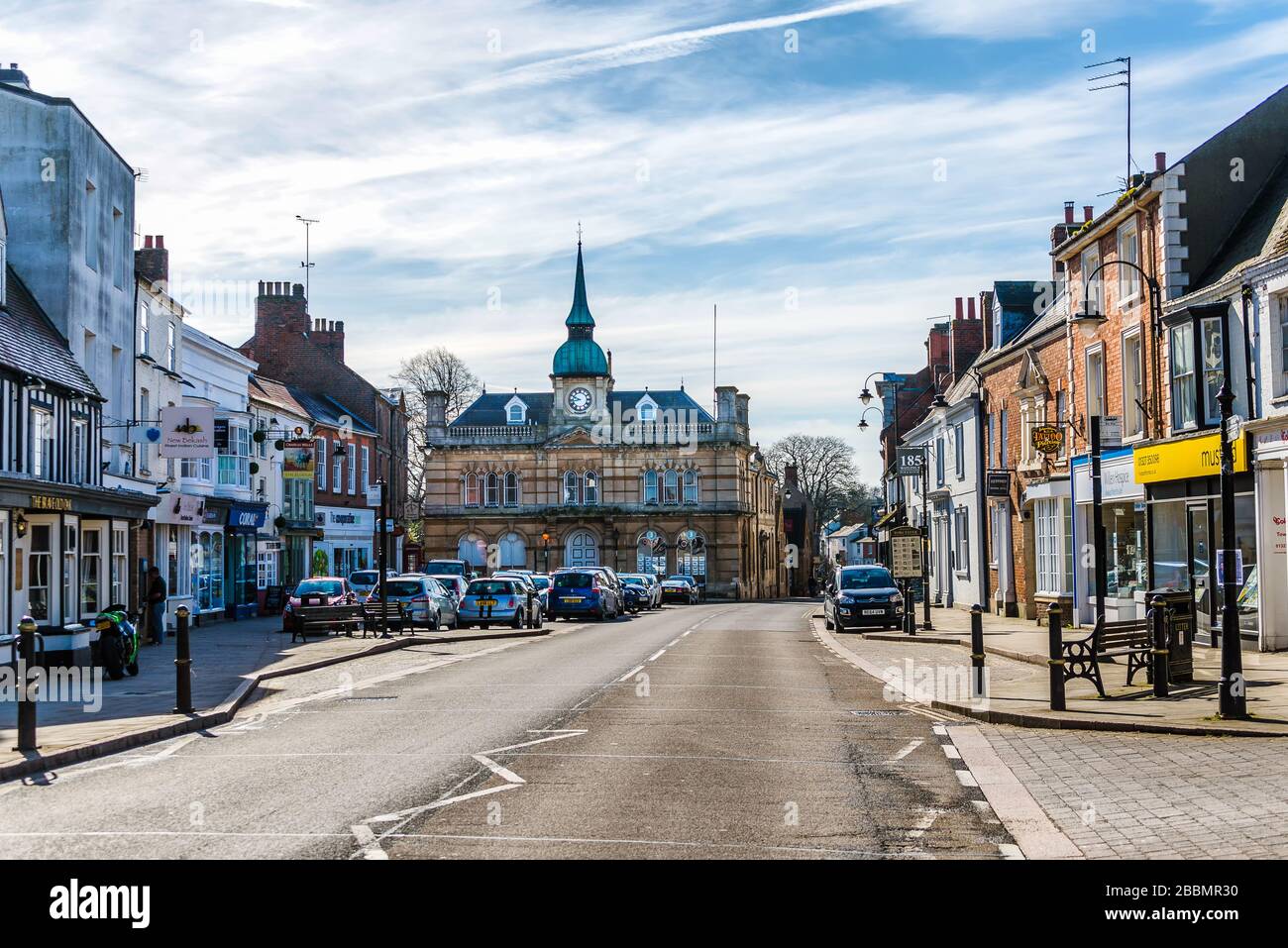 Market Square and town hall, Towcester, Northamptonshire, England Stock ...