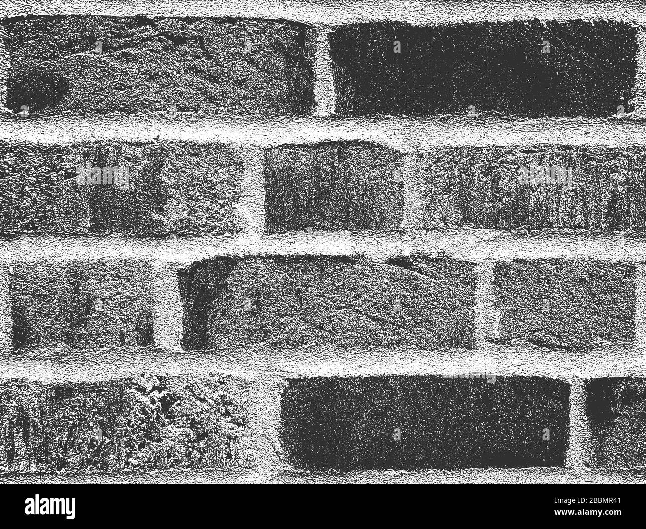 Distress old brick wall texture. Black and white grunge background ...