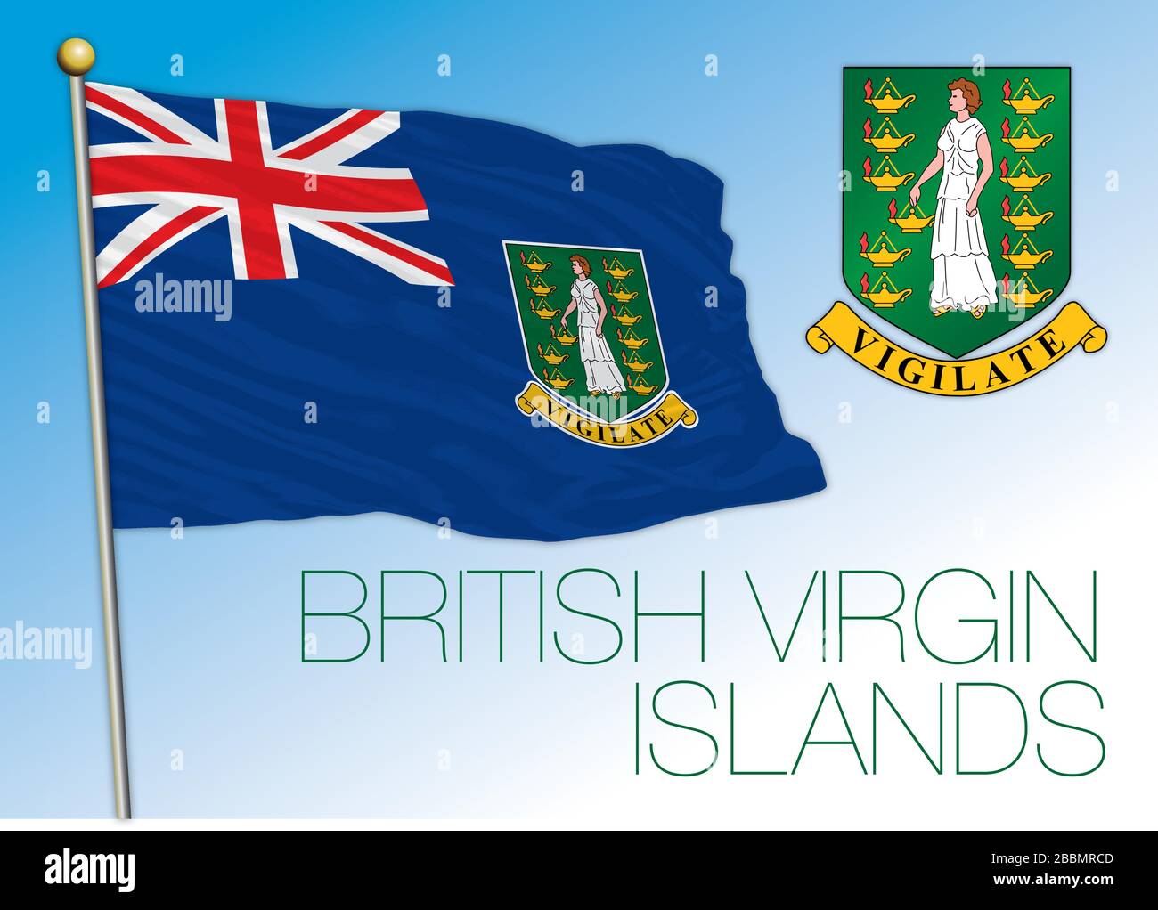 British Virgin Islands official national flag and coat of arms ...
