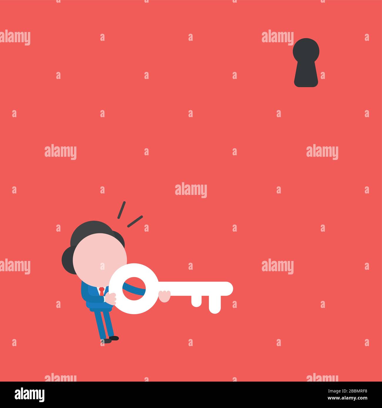 Vector illustration concept of businessman character holding key and ...