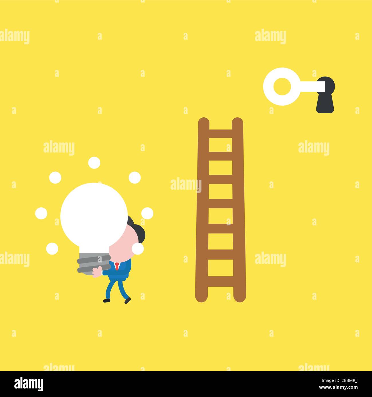 Vector illustration concept of businessman character climb to wooden ...