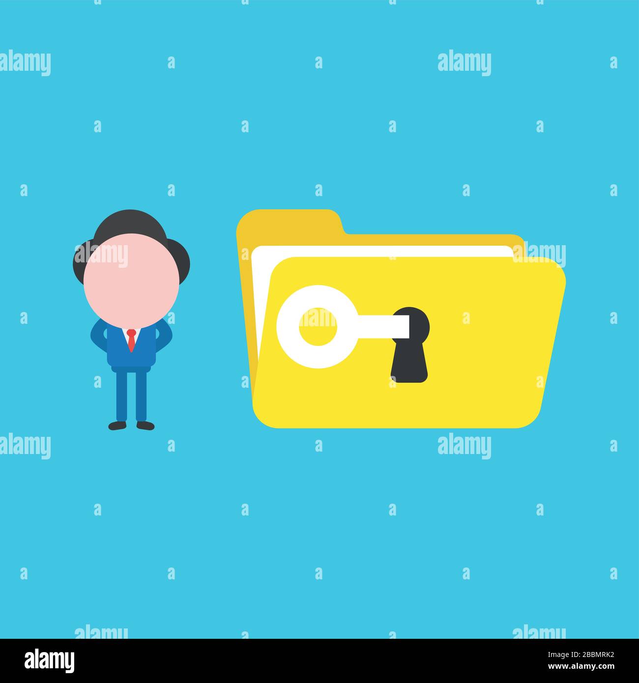 Vector illustration concept of businessman character unlock, open file ...