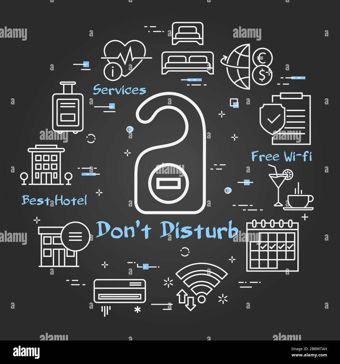 Vector black hotel service square concept - Do not disturb door sign ...
