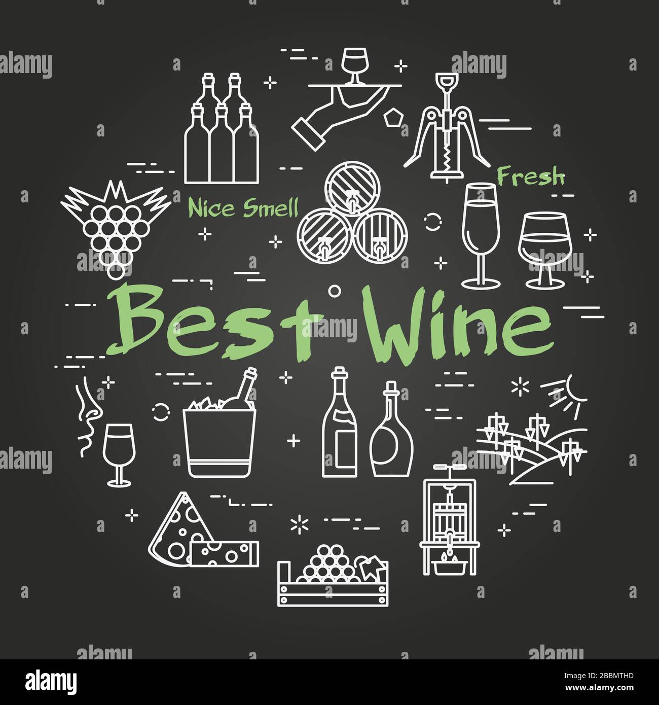 Winemaking set line design hi-res stock photography and images - Alamy