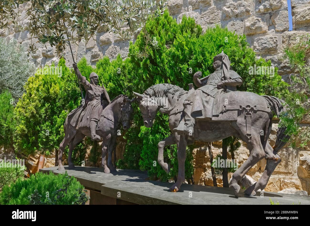 Saladin and Richard the Lionheart equestrian statue in Old Jerusalem ...