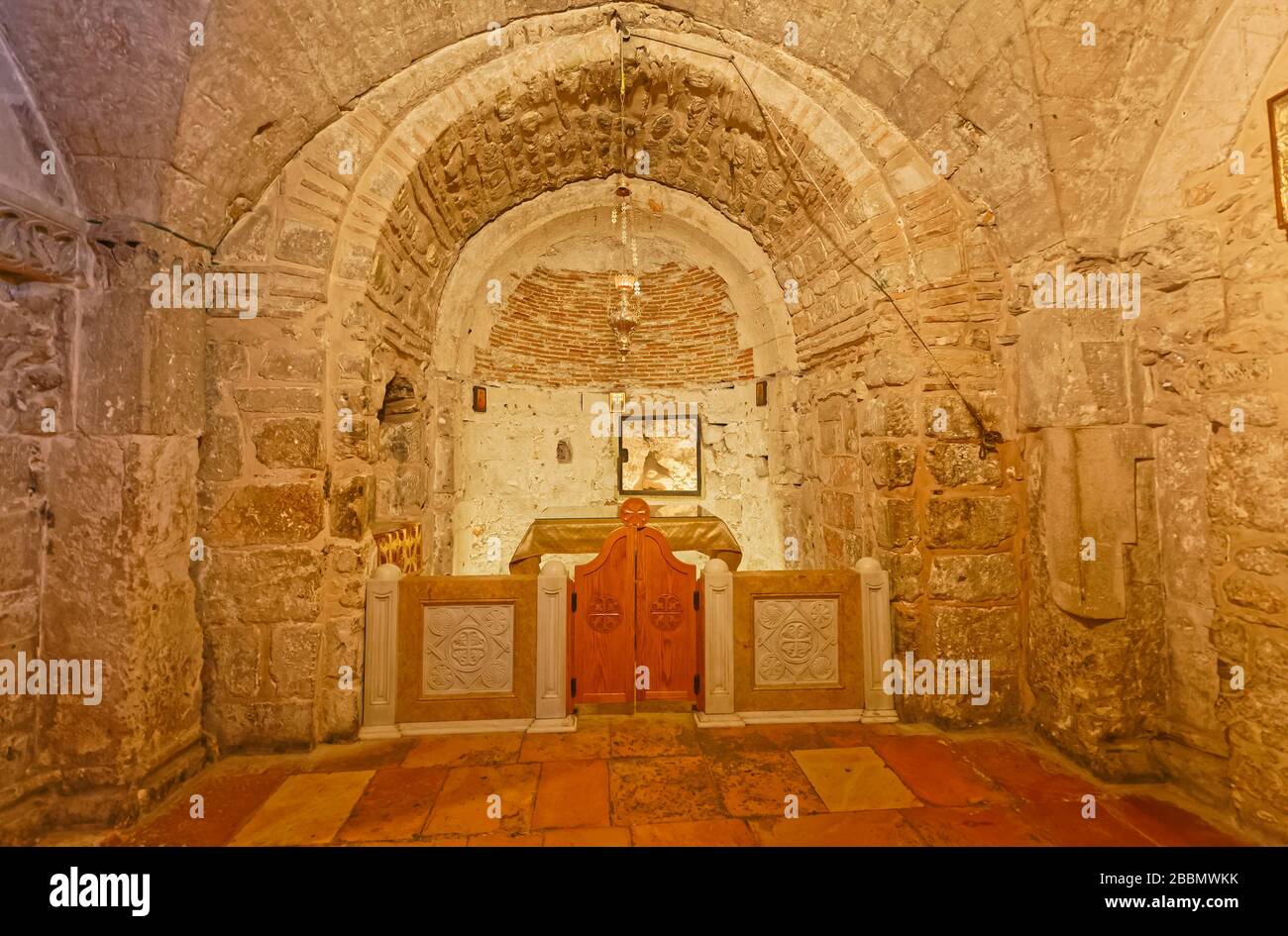 Nobody in the chapel of Adam in the Holy Sepulchre Church in Jerusalem ...