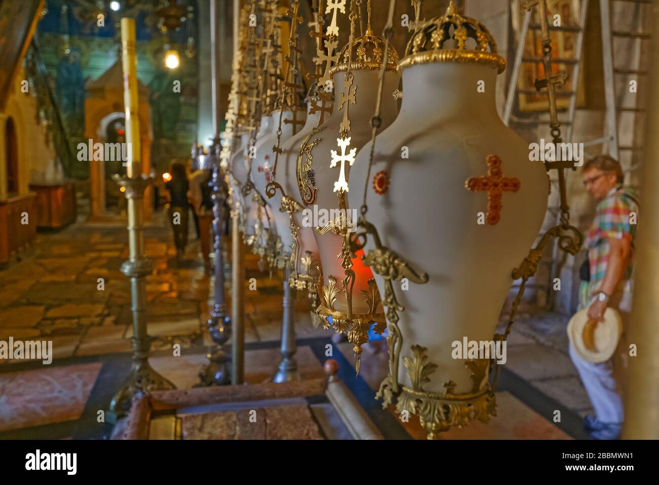 Stone of Unction in the Holy Sepulchre Church in Jerusalem Stock Photo ...