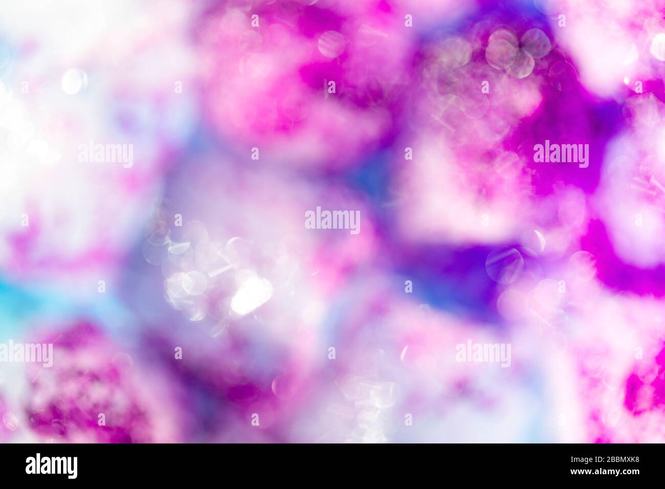 Blue, purple and magenta colorful patches. Potassium permanganate ...