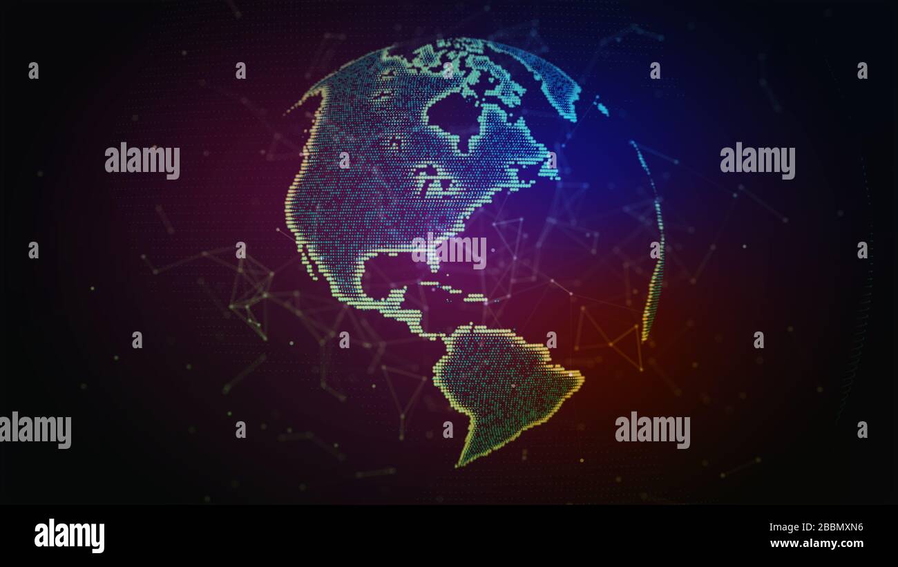 Connection lines Around Earth Globe. Background with Light Effect ...