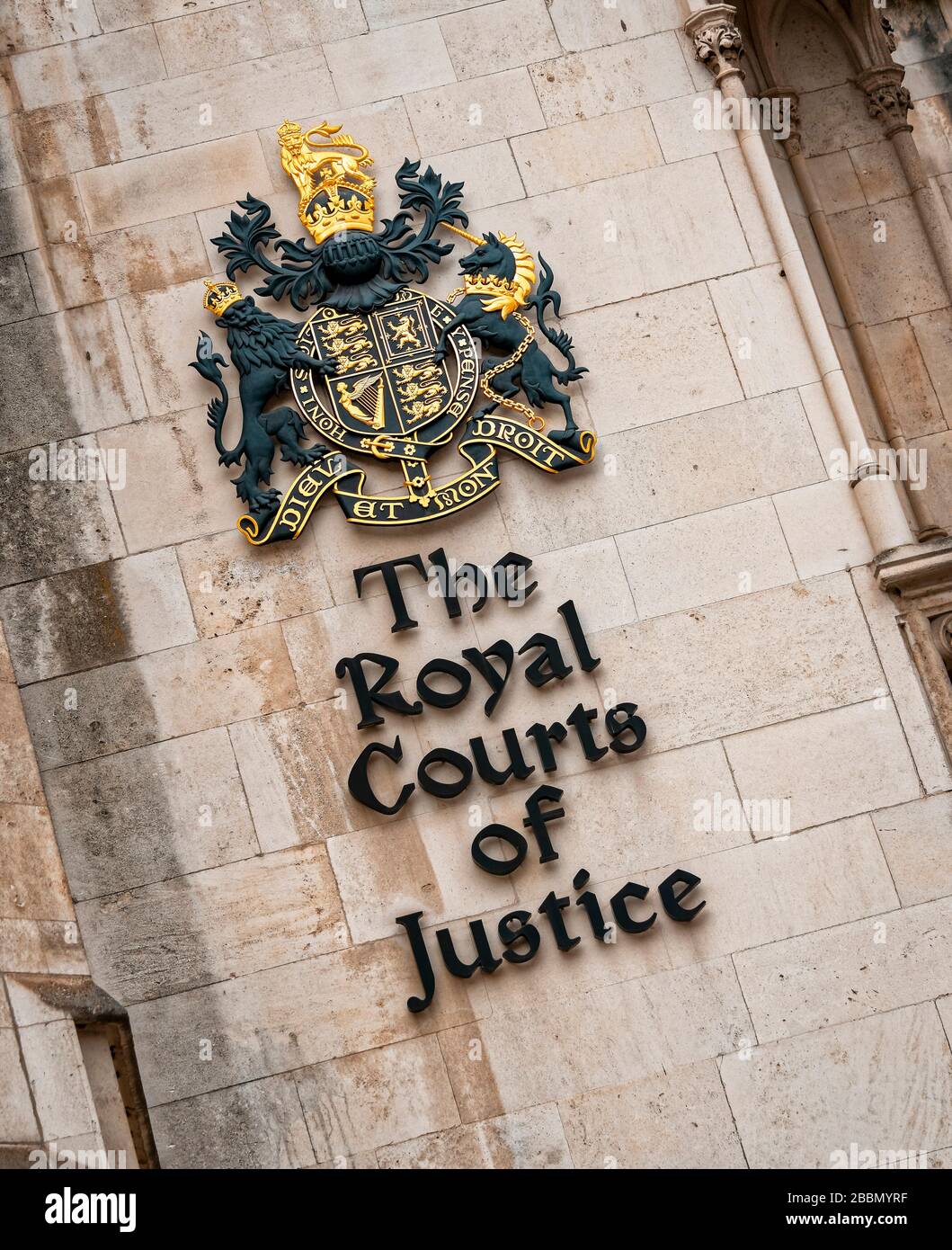 Royal Courts of Justice Sign, Strand, London, England Stock Photo - Alamy
