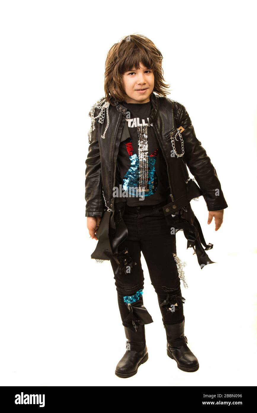 Walking rocker star boy isolated on white background Stock Photo - Alamy