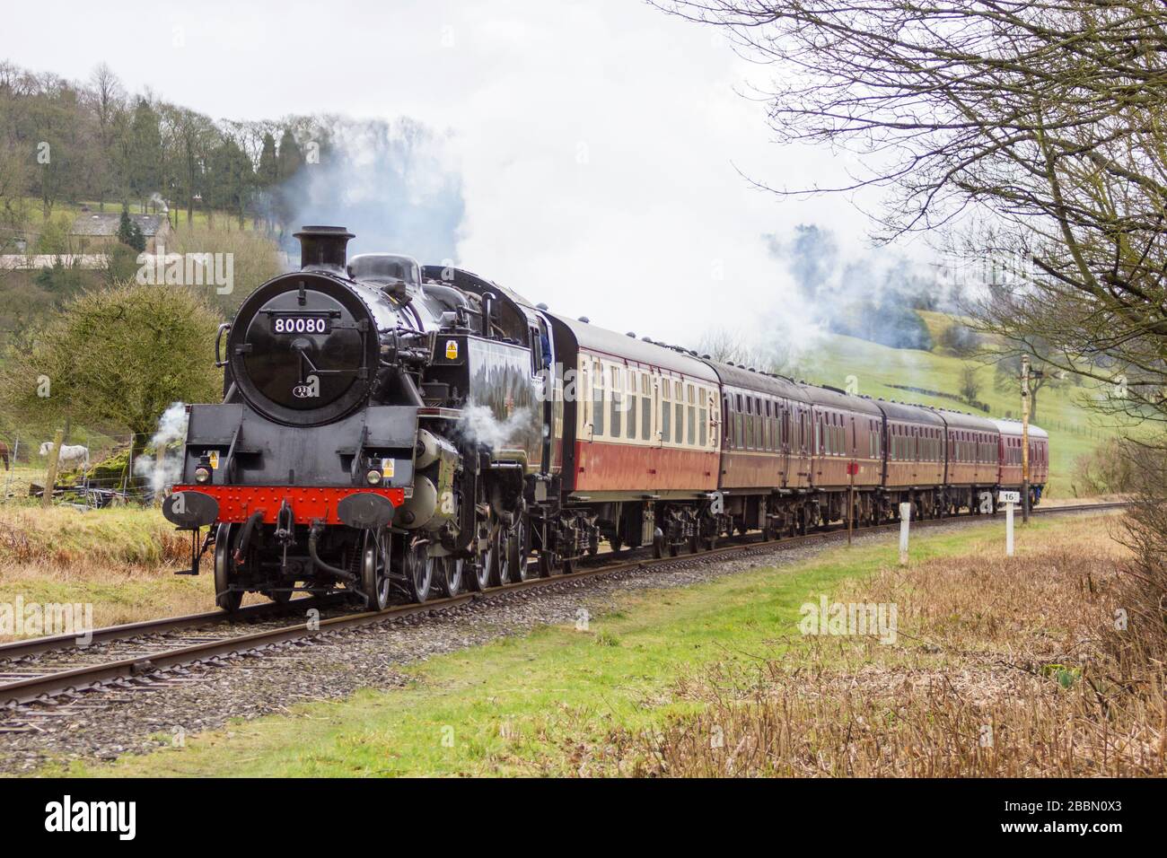 A standard 80080 steam train on the East Lancs Railway Stock Photo - Alamy