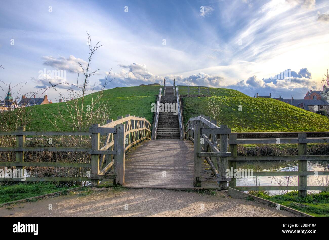 Bury Mount bridge and steps, Towcester, Northamptonshire, England Stock ...