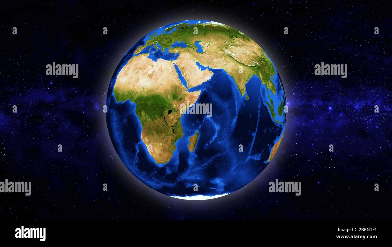 Planet earth. A shot from outer space. Realistic 3D rendering Stock ...