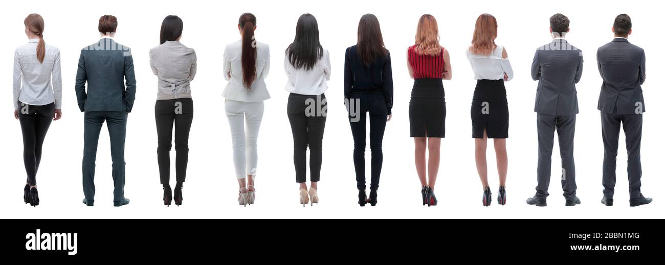 rear view.a group of young business people looking forward Stock Photo ...