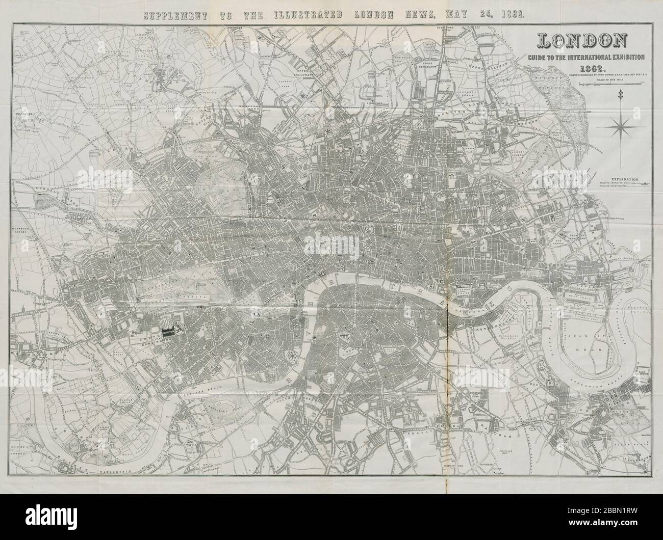 London - Guide to the International Exhibition 1862. ILN/DOWER 109x82cm ...