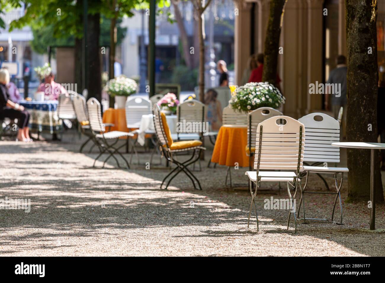 Outdoor seating of a cafe in Baden-Baden, Germany Stock Photo - Alamy