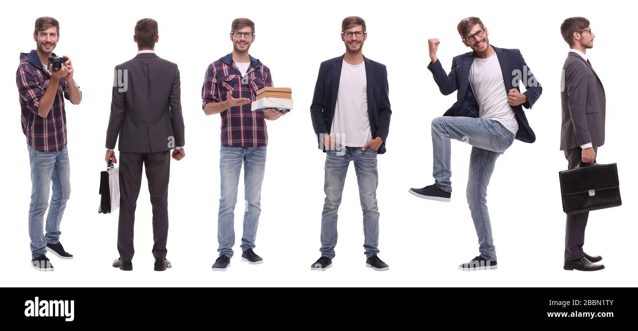 photo collage successful modern young man..isolated on white Stock ...
