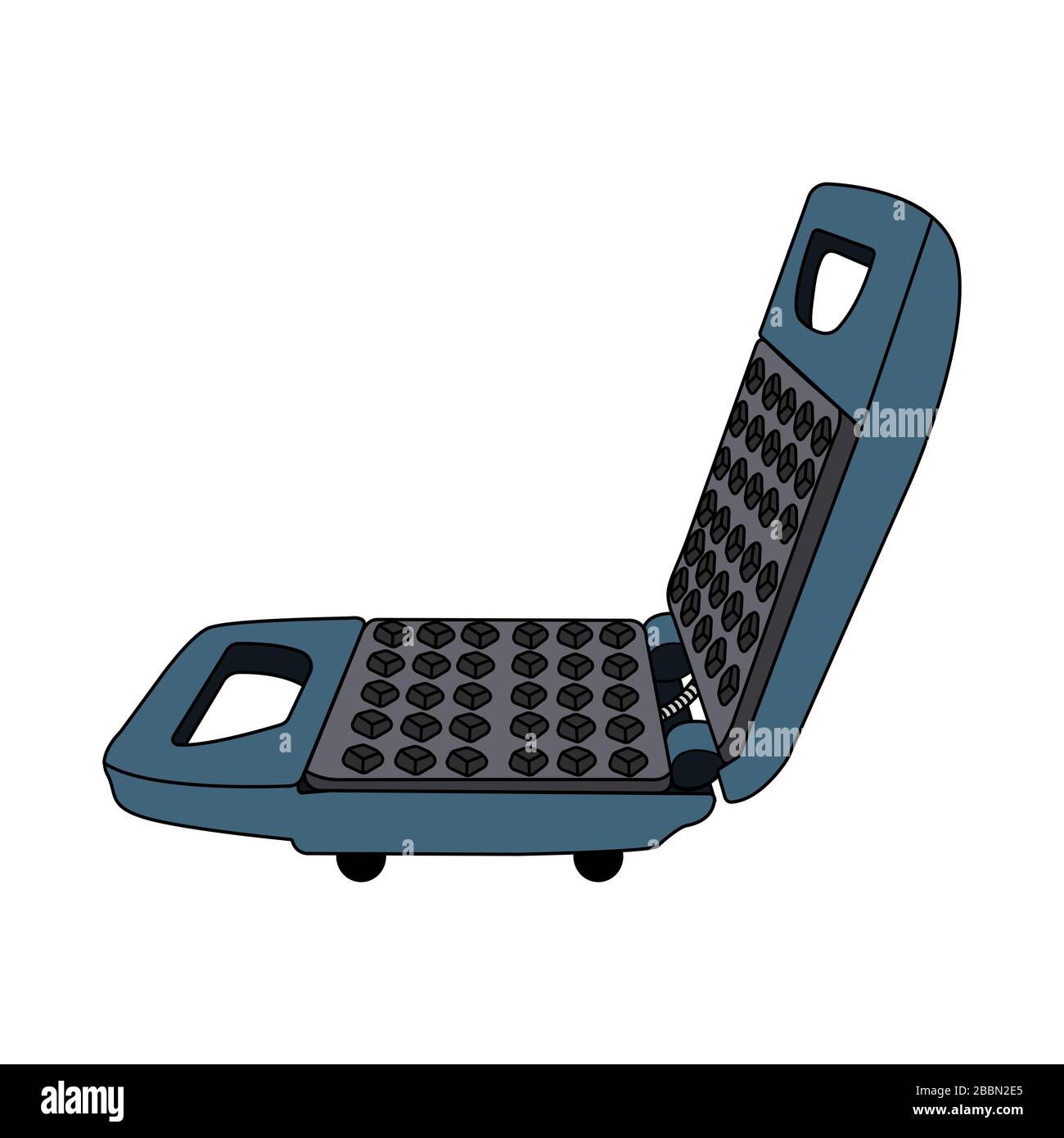 blue cartoon waffle maker. white background isolated vector ...