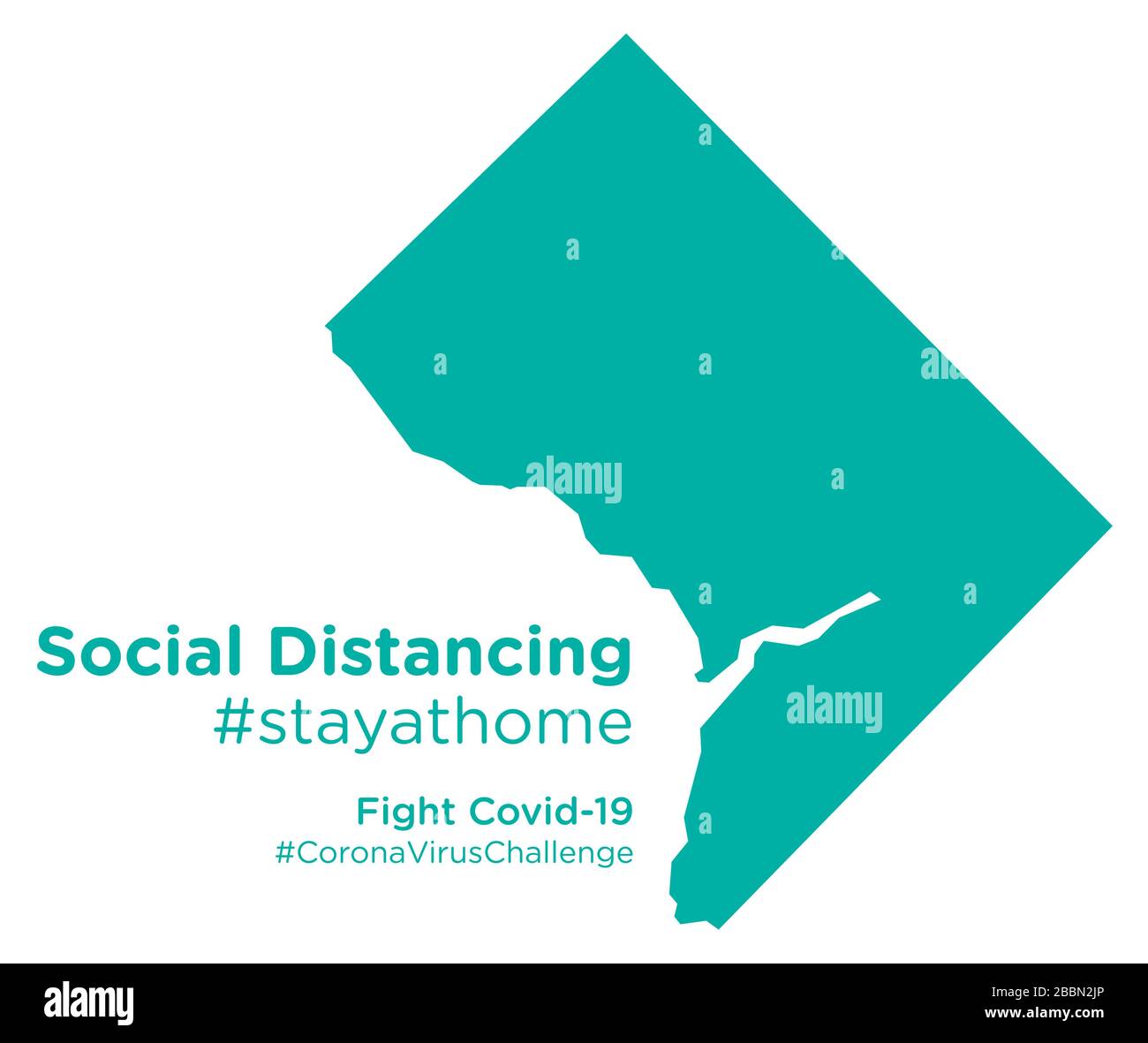 Washington DC state map with Social Distancing stayathome tag Stock ...