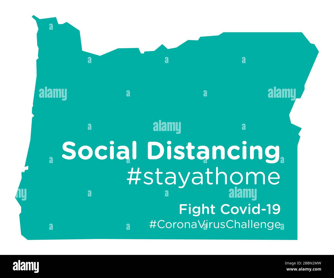 Oregon state map with Social Distancing stayathome tag Stock Vector ...