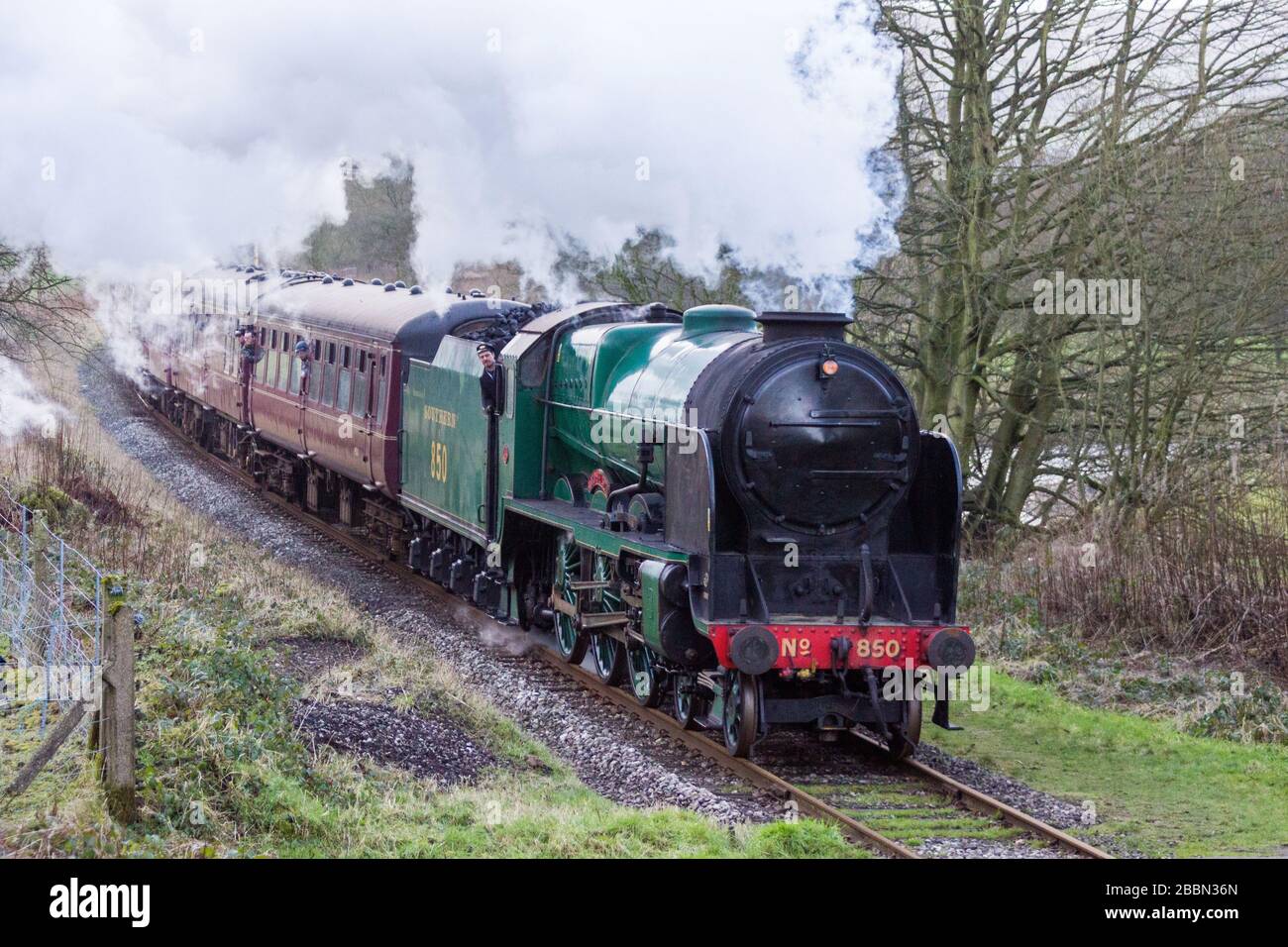 850 Lord Nelson on a steam train on the East Lancs Railway Stock Photo ...