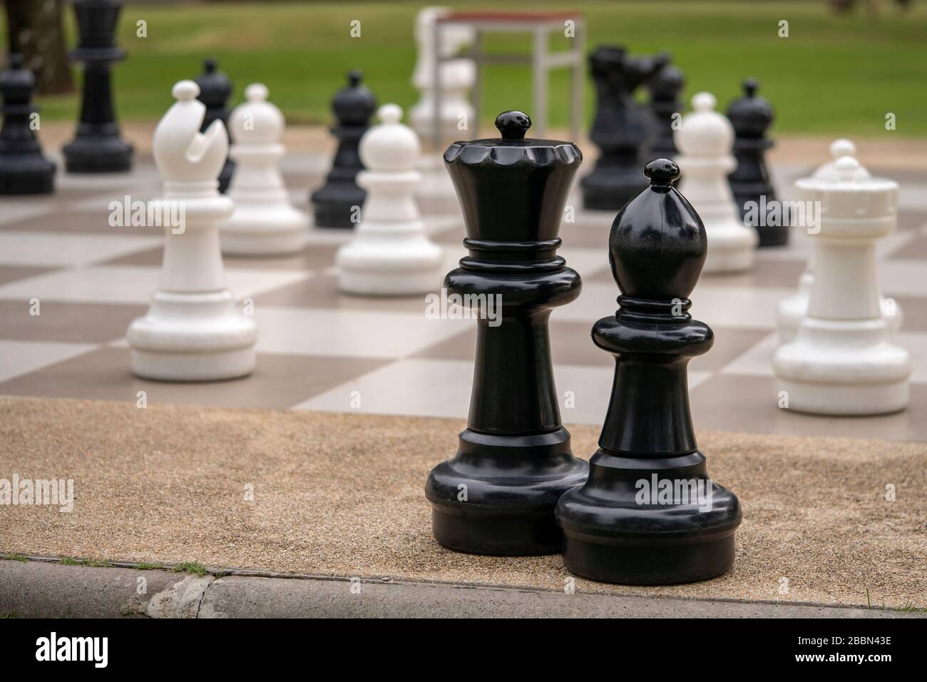 outdoor large chess on site. chess piece. outdoor entertainment and ...