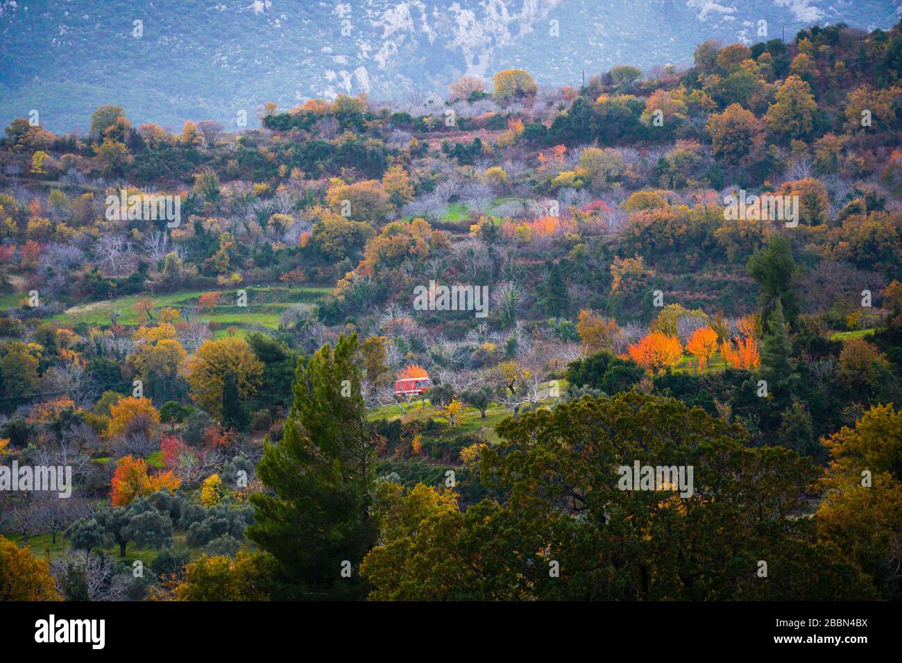 Gorgeous autumn landscape in mountains of Greece. Beautiful view of ...