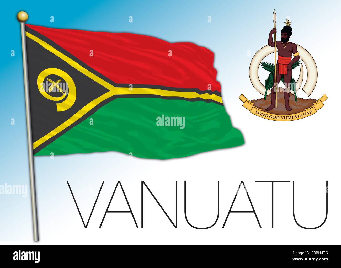 Vanuatu official national flag and coat of arms, oceania, vector illustration Stock Vector Image ...
