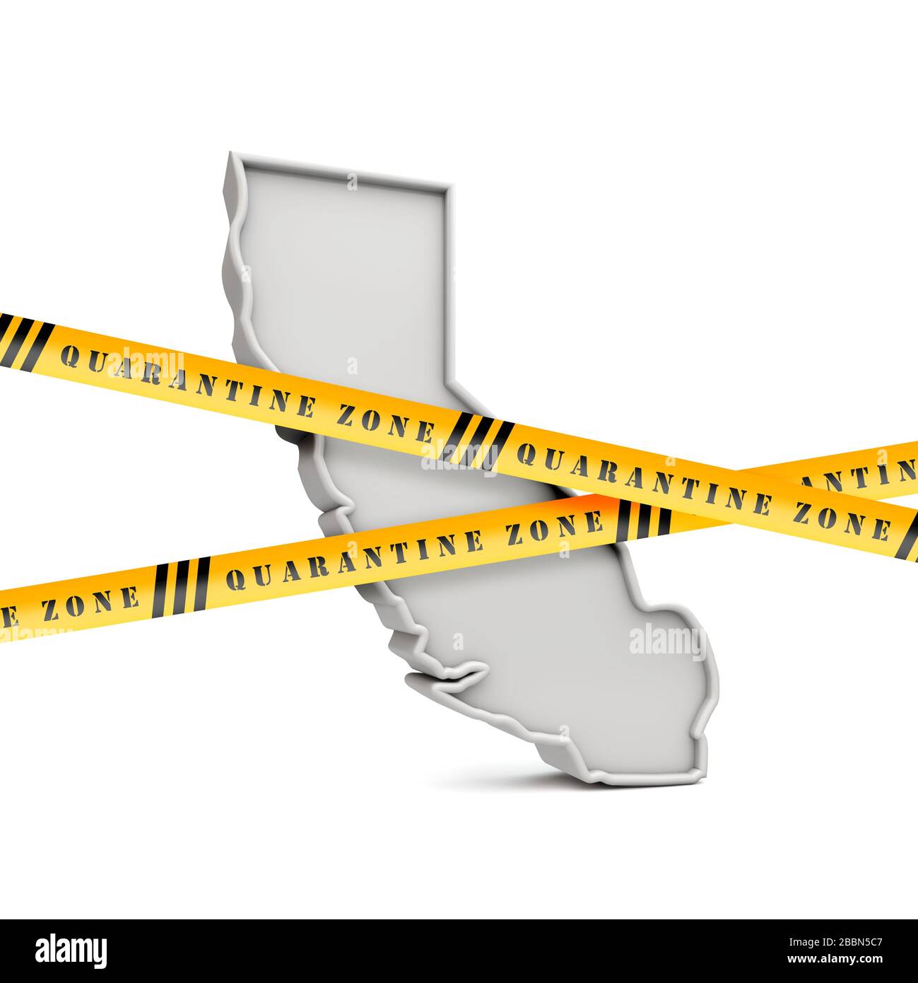 American state of California, disease quarantine zone. 3D Rendering ...