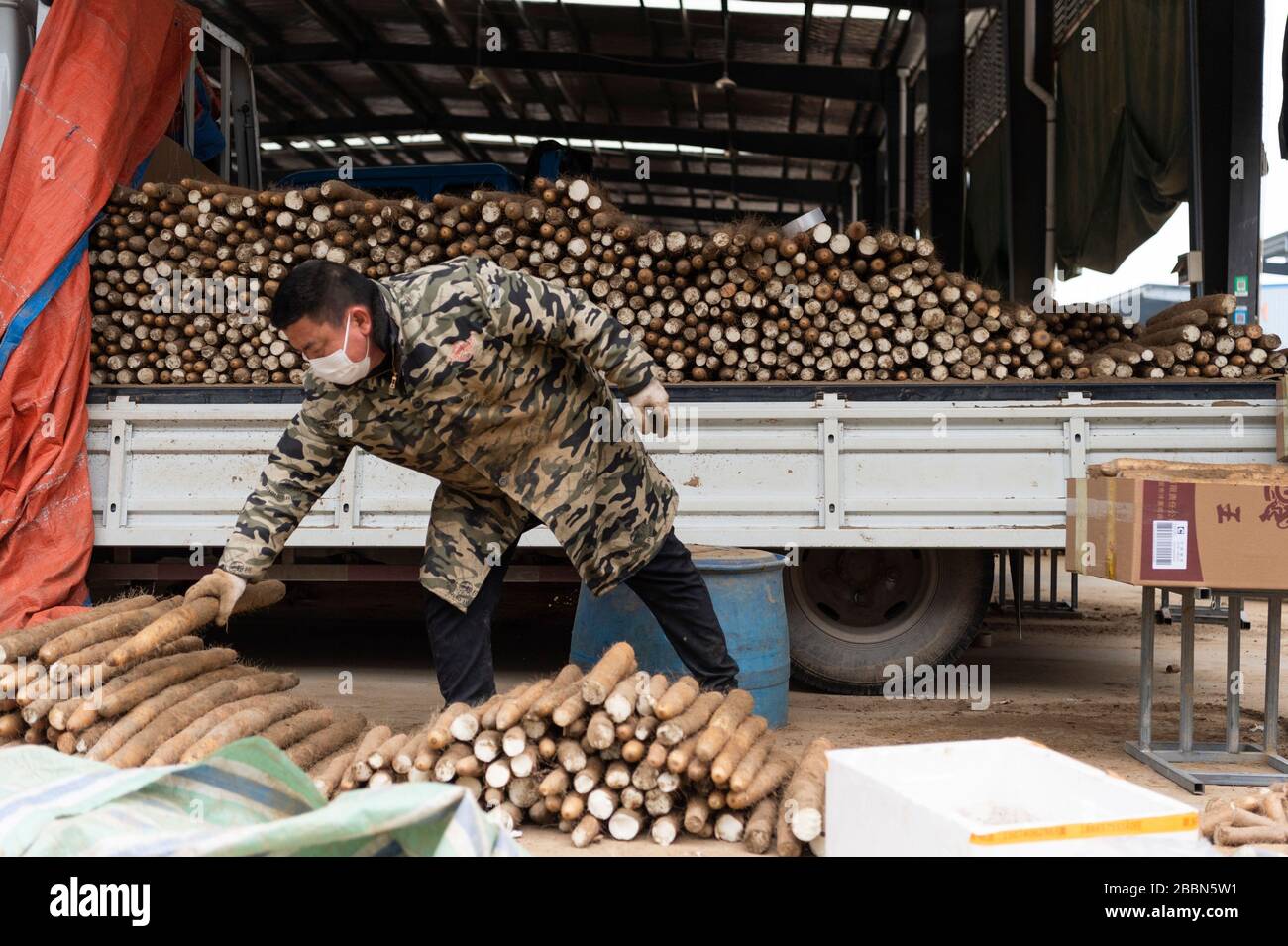 Xiangyang, China's Hubei Province. 1st Apr, 2020. A worker works at an ...