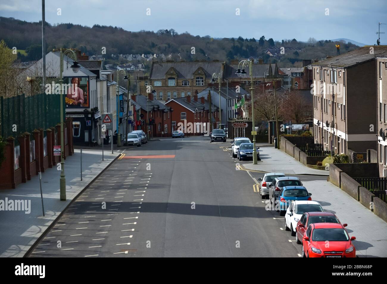 Shuttered business premises, due to Coronavirus and deserted street in ...