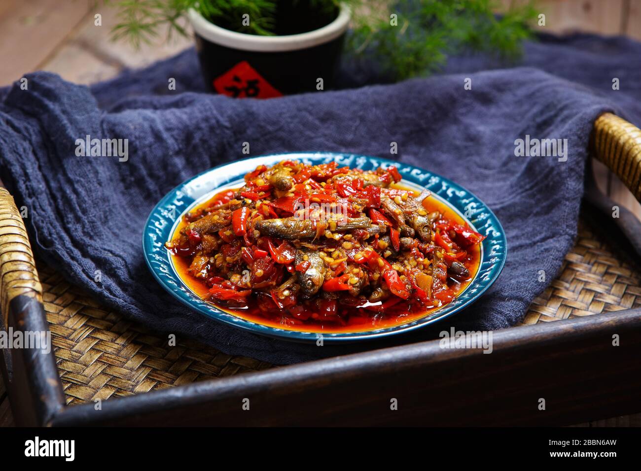 Under the food dry chilli fish Stock Photo - Alamy