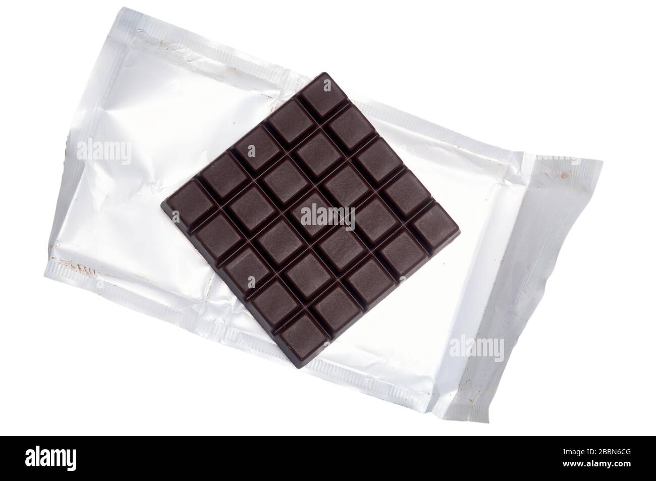 Square dark chocolate bar isolated on white background with clipping ...