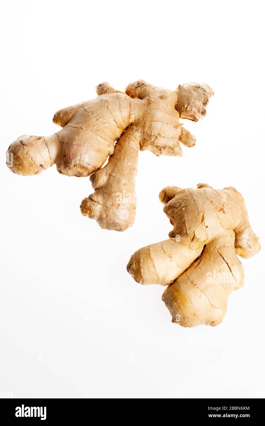 Studio shot of ginger isolated on white background. Healthcare and ...