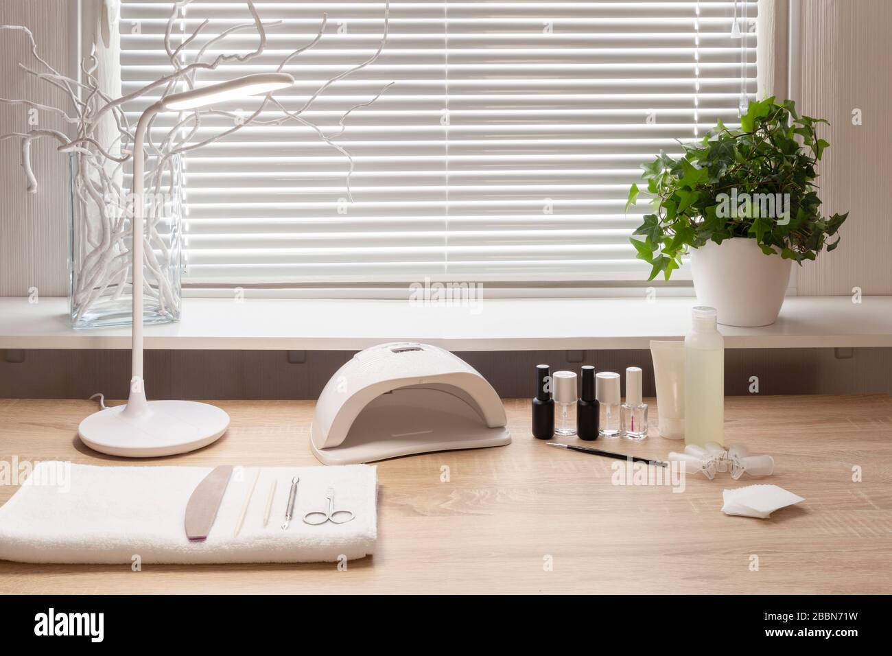 Interior of empty modern manicure work place. Home Work places for ...