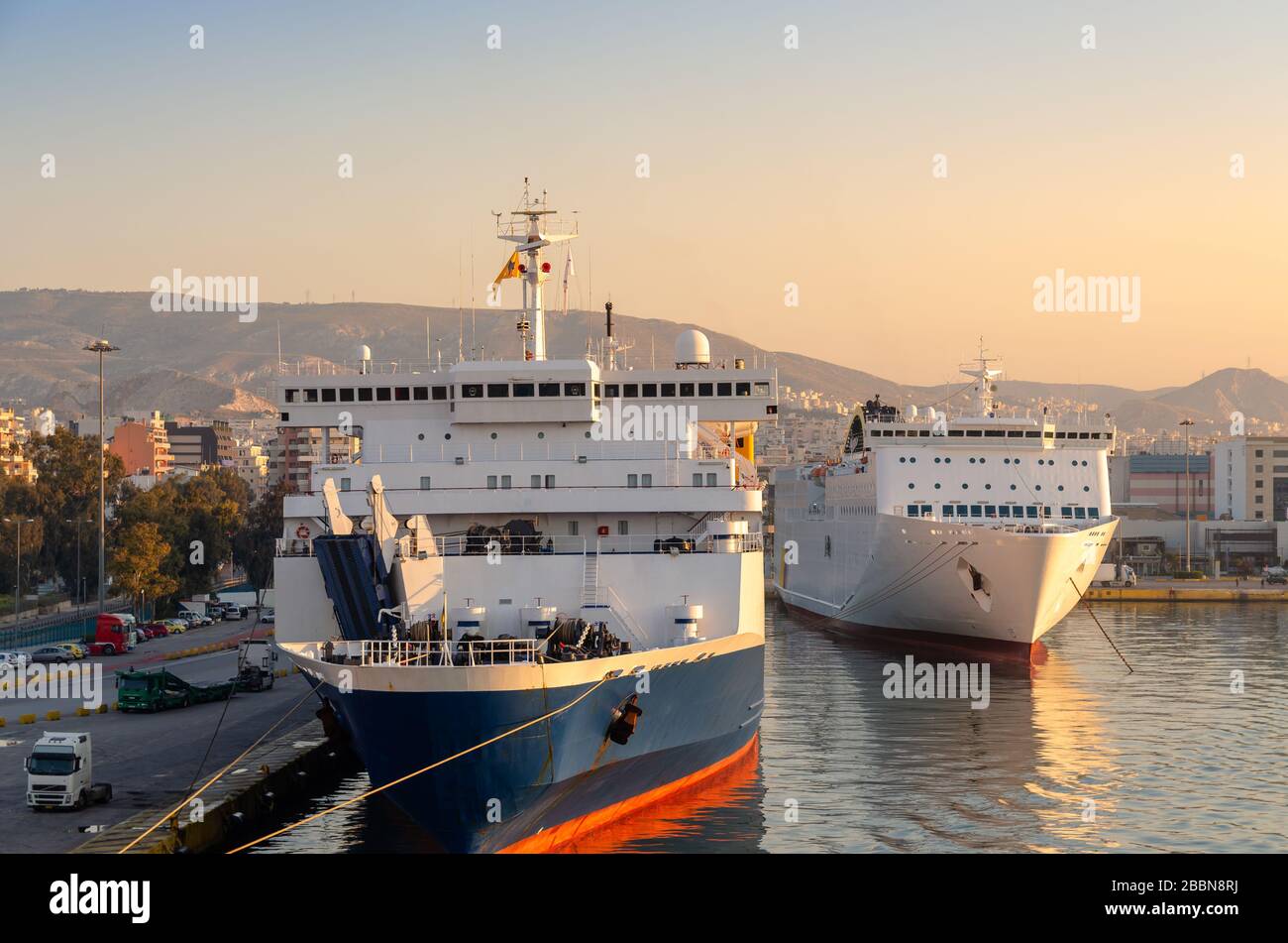 Ferries docking at the port of Piraeus, Greece Stock Photo - Alamy