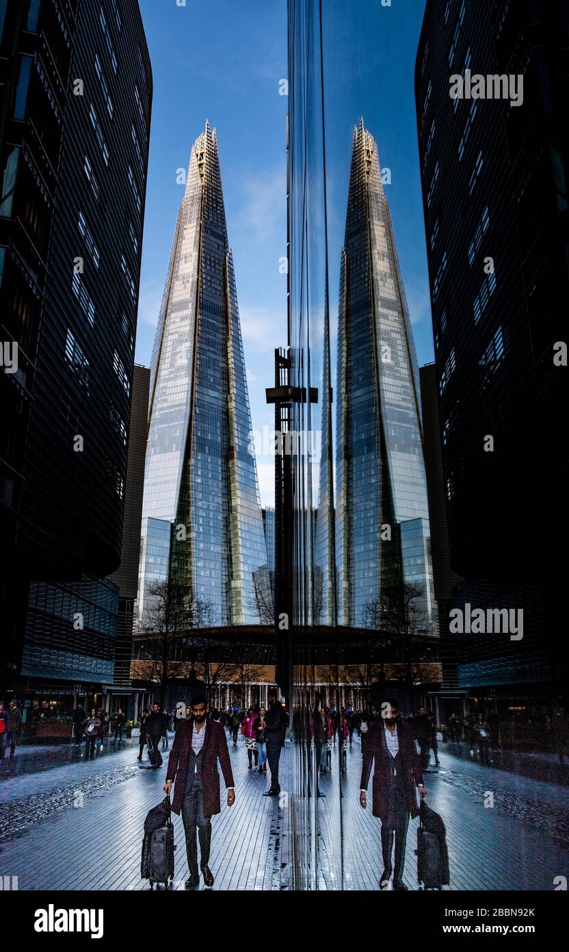 The Shard, London, reflected in office windows Stock Photo - Alamy