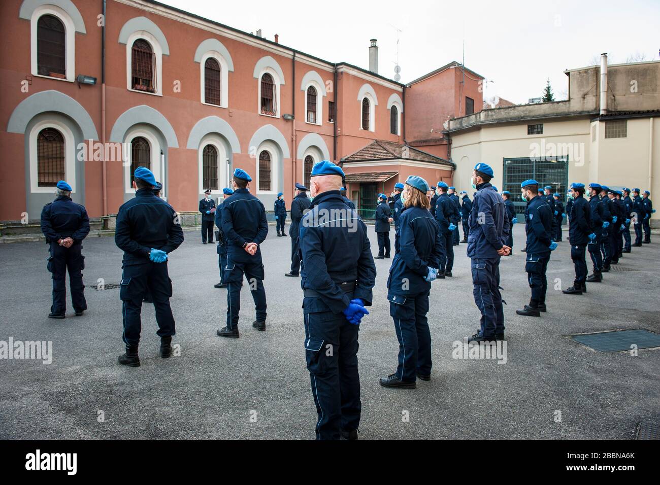 Italy, Milan, San Vittore prison, Prison police at work during the ...