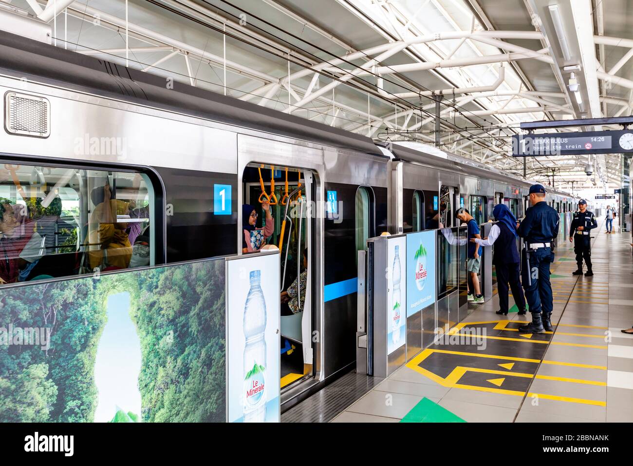 Indonesian People Boarding A Metro (MRT) Train, Jakarta, Indonesia ...