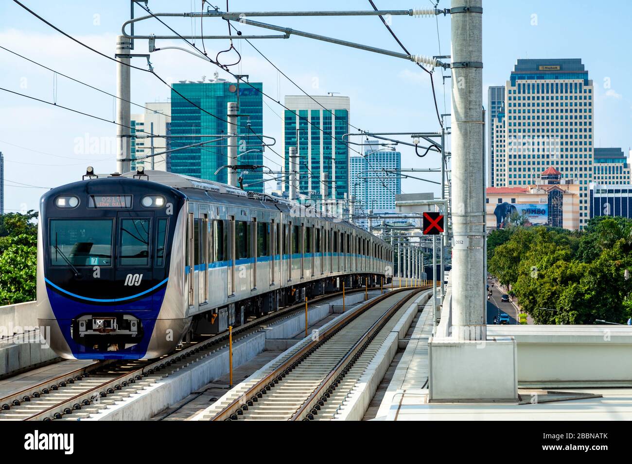 A Metro Train Travelling On The Jakarta Metro (MRT), Jakarta, Indonesia Stock Photo - Alamy