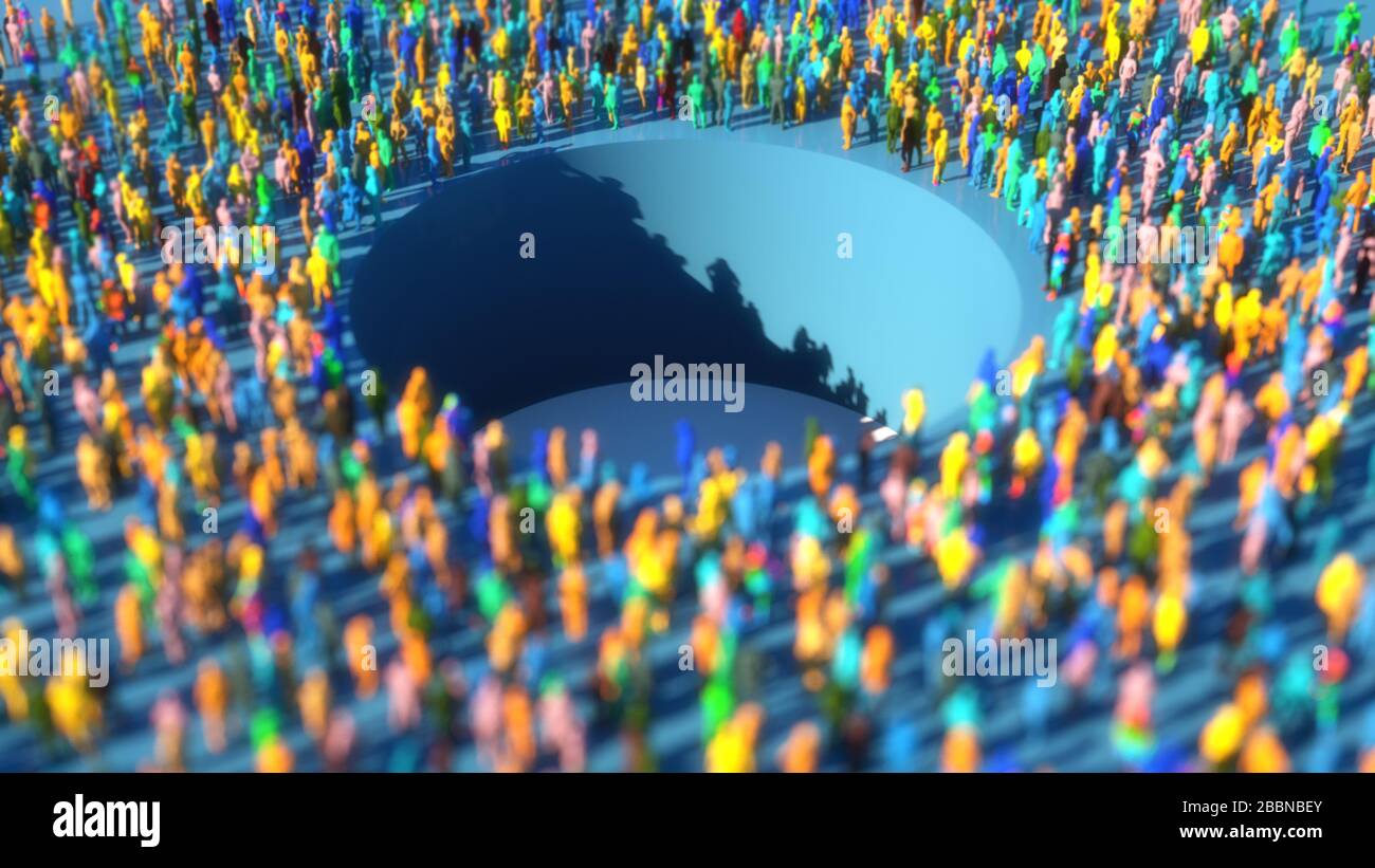 3d render people crowd connected Stock Photo - Alamy