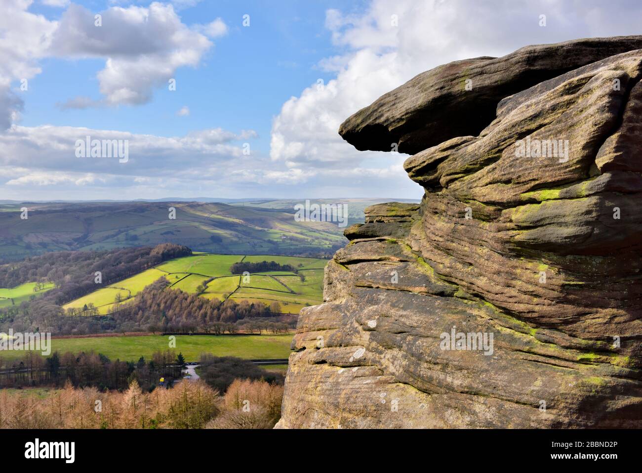 Stanage Edge, gritstone escarpment,Hathersage,Peak district national ...