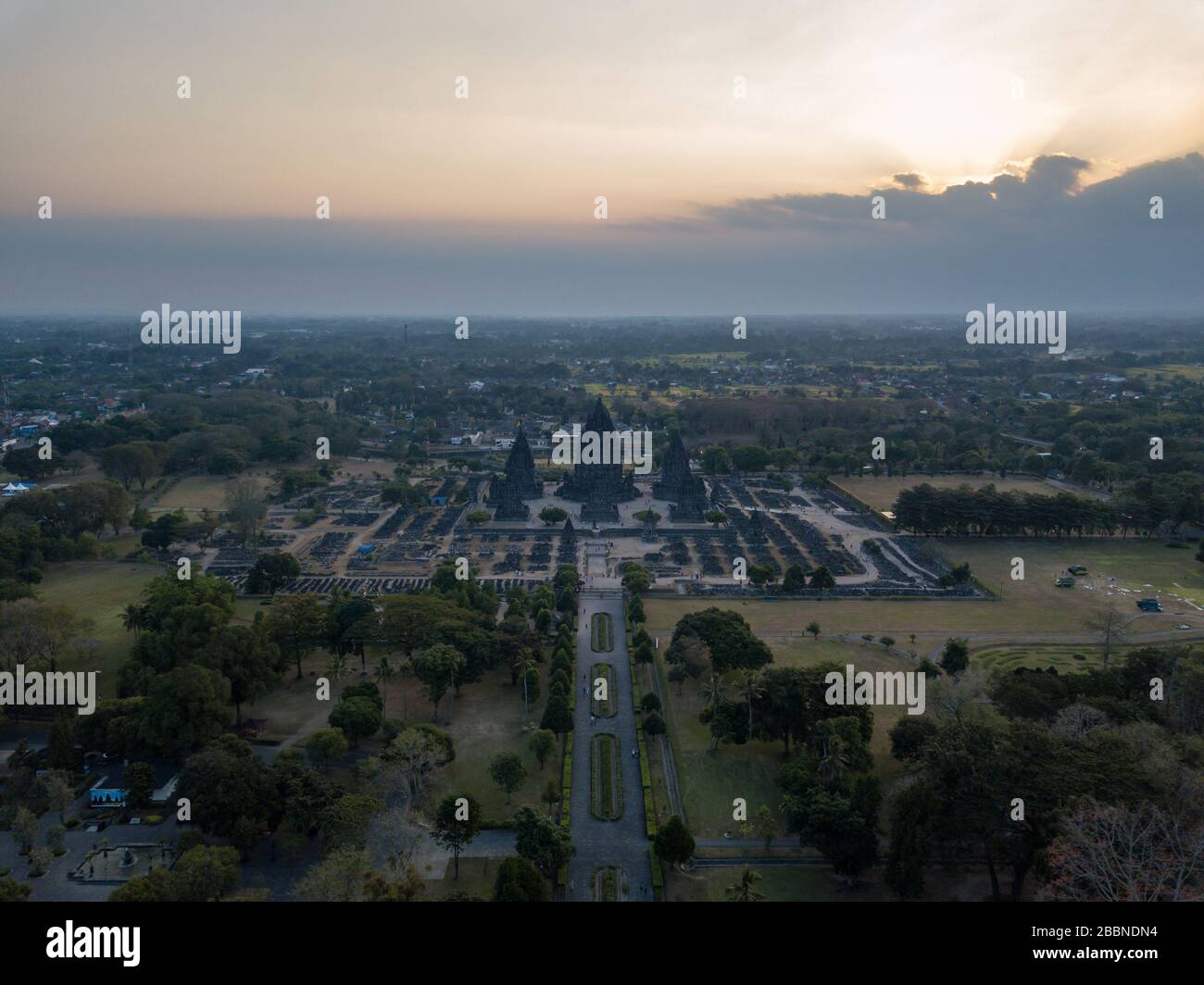 Prambanan Hindu temple drone birds eye view Stock Photo - Alamy