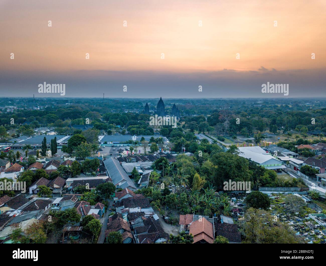 Prambanan Hindu temple drone birds eye view Stock Photo - Alamy