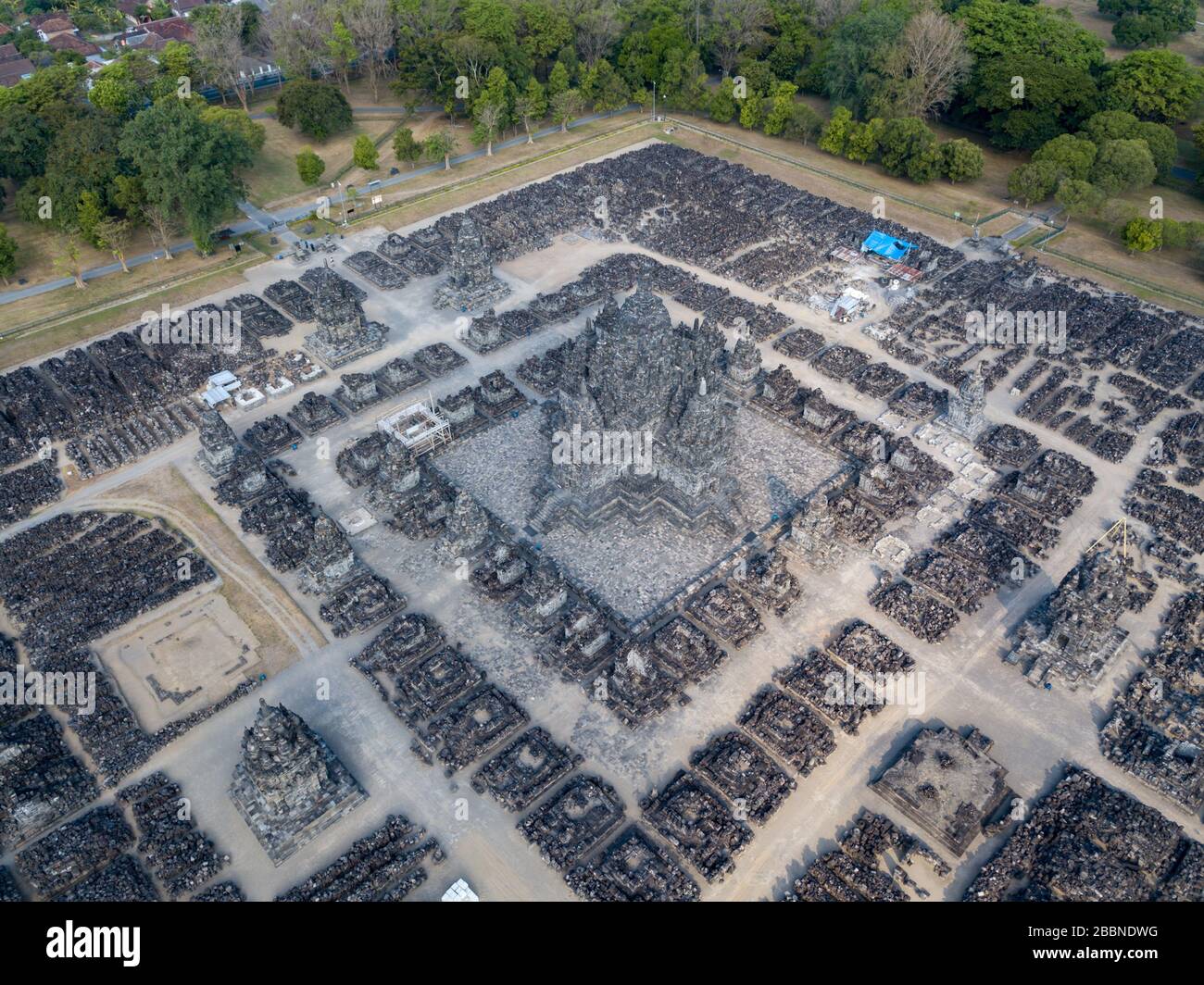 Prambanan Hindu temple drone birds eye view Stock Photo - Alamy