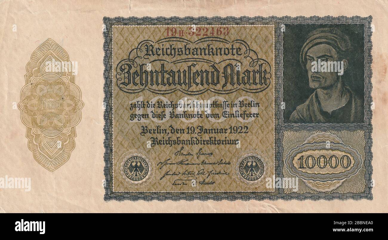 Germany Banknote - 10000 Mark - 1922 Stock Photo - Alamy