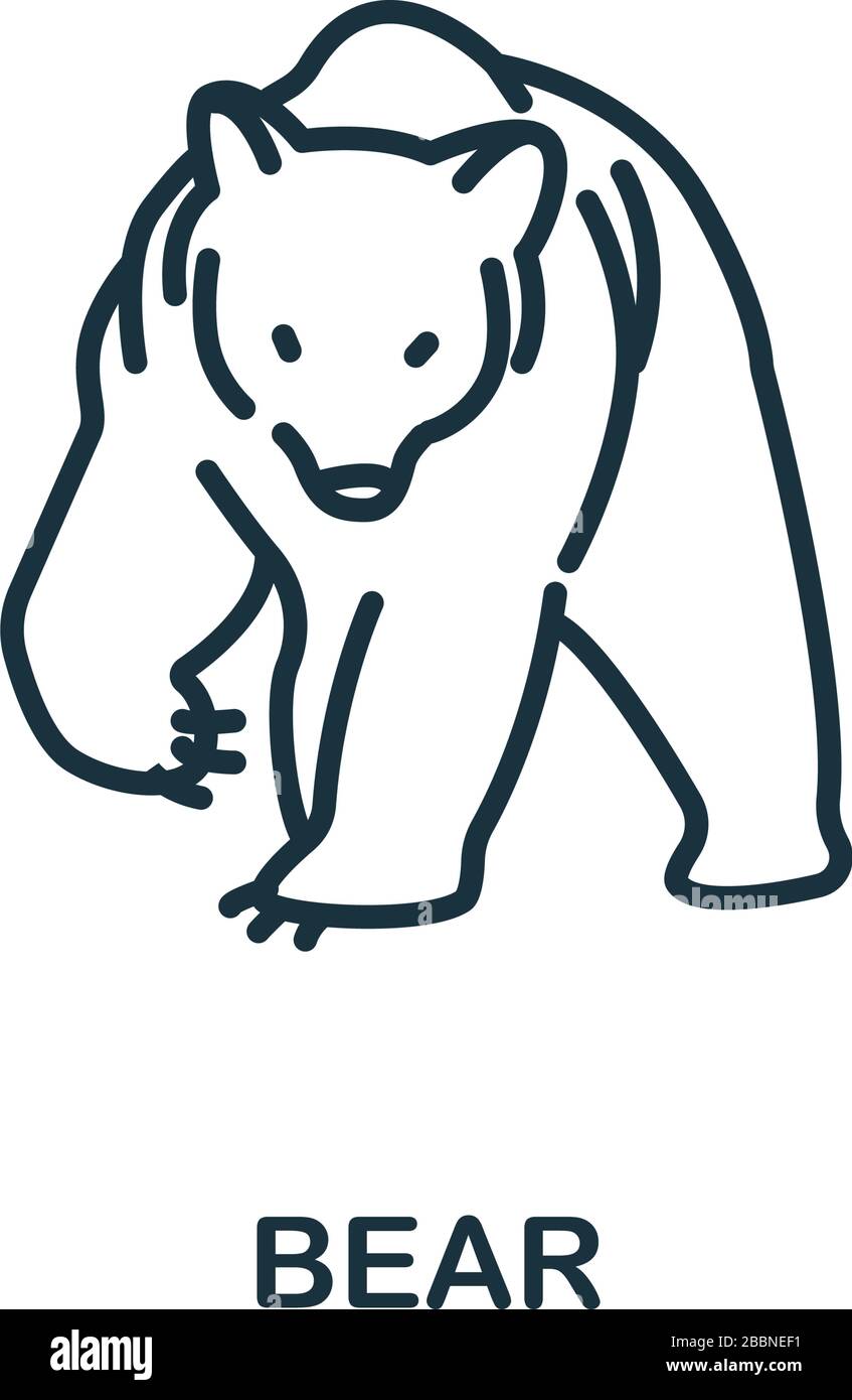 Bear icon from wild animals collection. Simple line Bear icon for ...