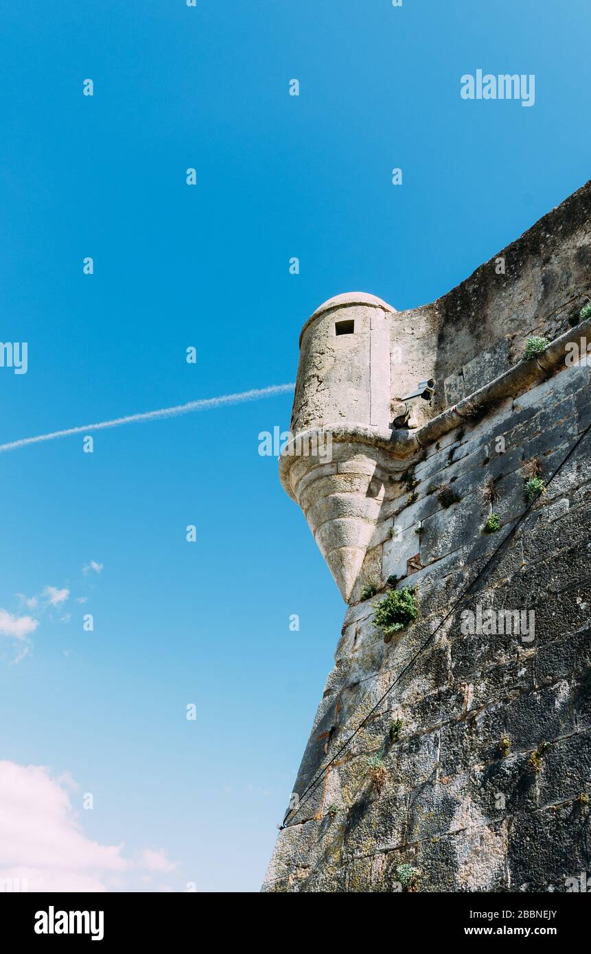 Detail of the old rampart wall and watchtower of the 16th century ...