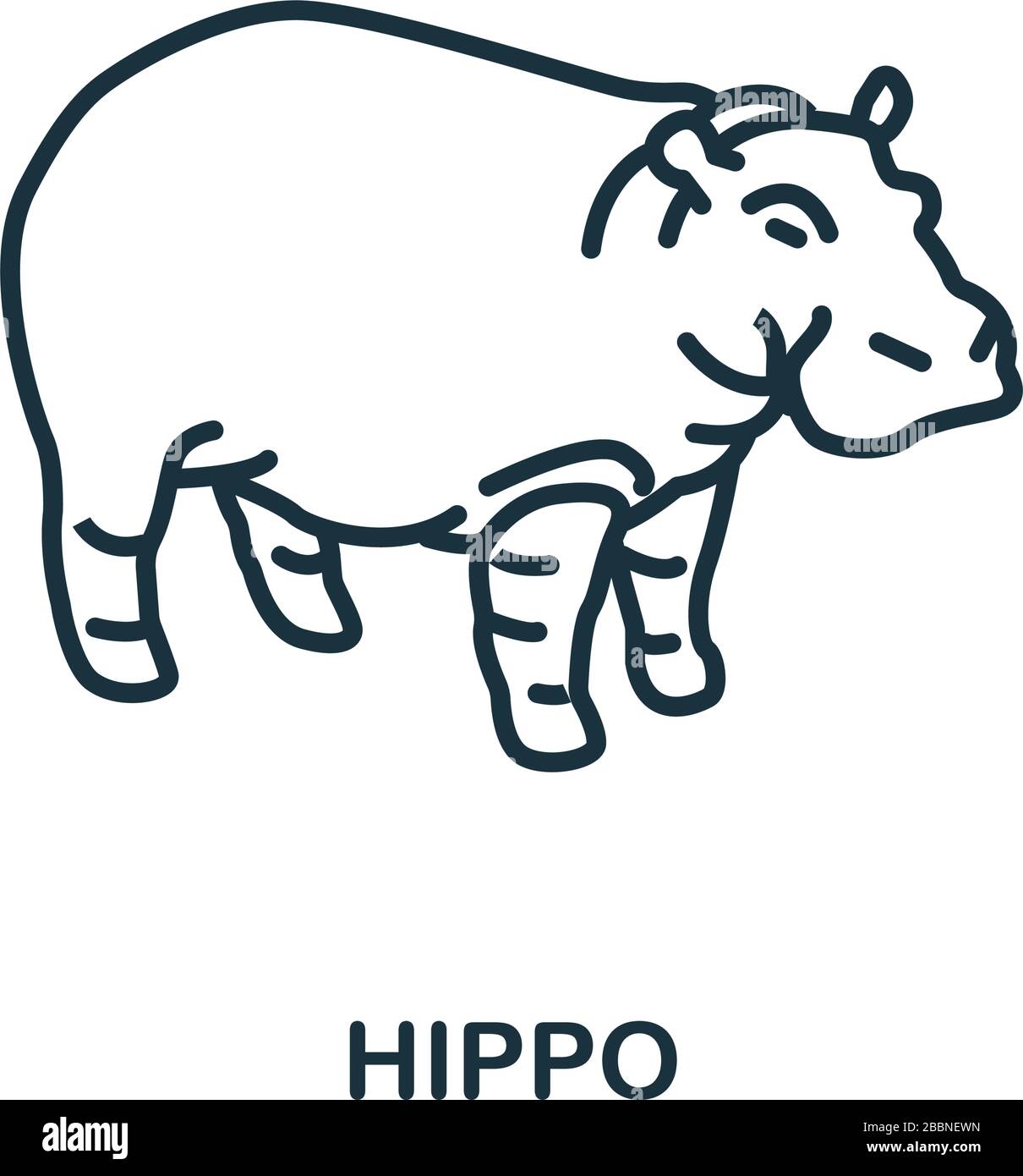 Hippo icon from wild animals collection. Simple line Hippo icon for ...